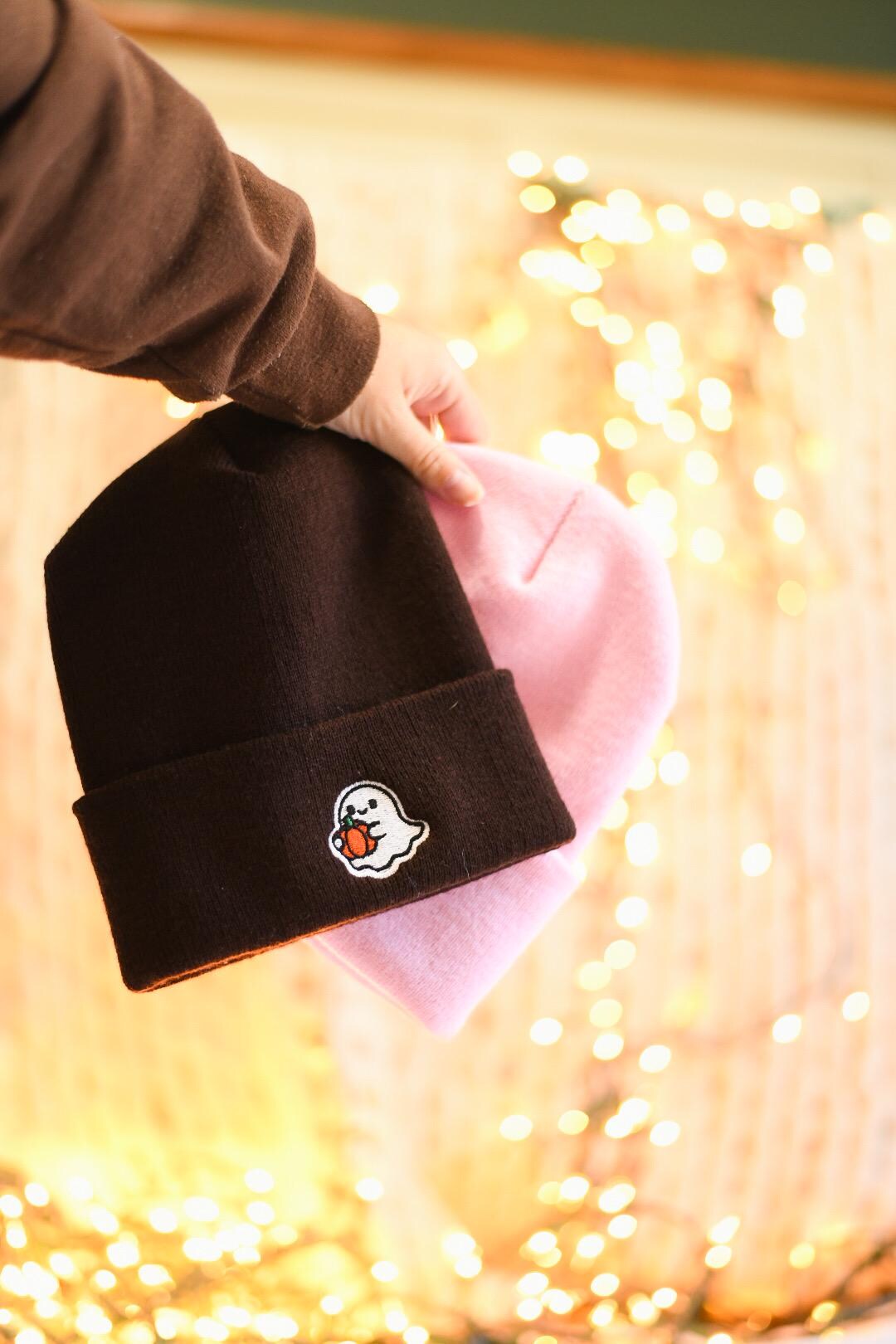 Pumpkin Ghost Cuffed Beanie - Etsy