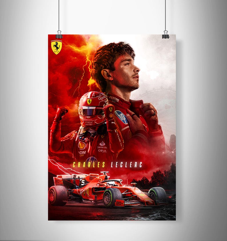 Charles Leclerc Poster, Formula 1 Wall Art, Charles Leclerc Ferrari ...