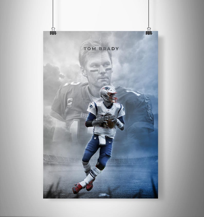 Tom Brady Poster, New England Patriots Print, Canvas Wrap, Tom Brady ...