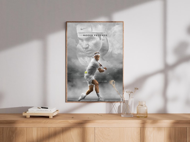 Roger Federer Poster, Tennis Star Fan Art, Tennis Player Minimalist ...