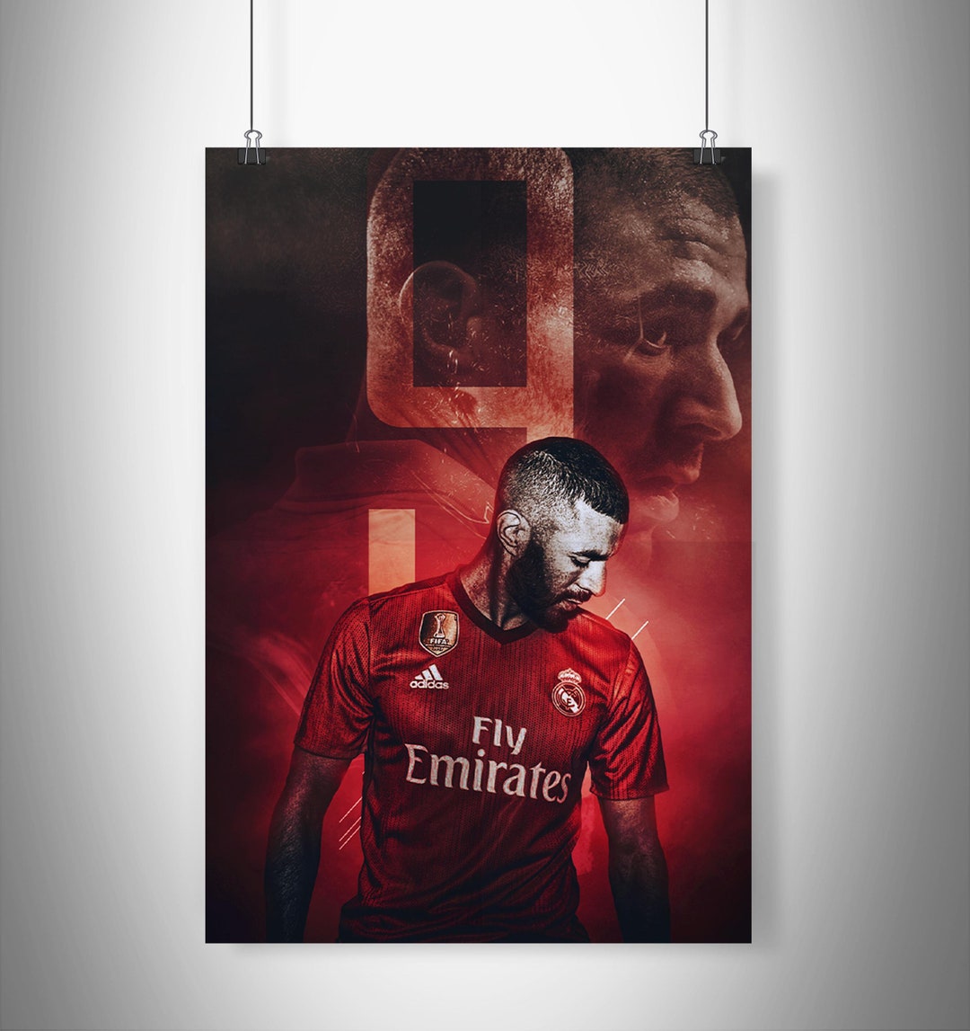 Karim Benzema Poster, Real Madrid Fan Art, Football Minimalist Portrait ...