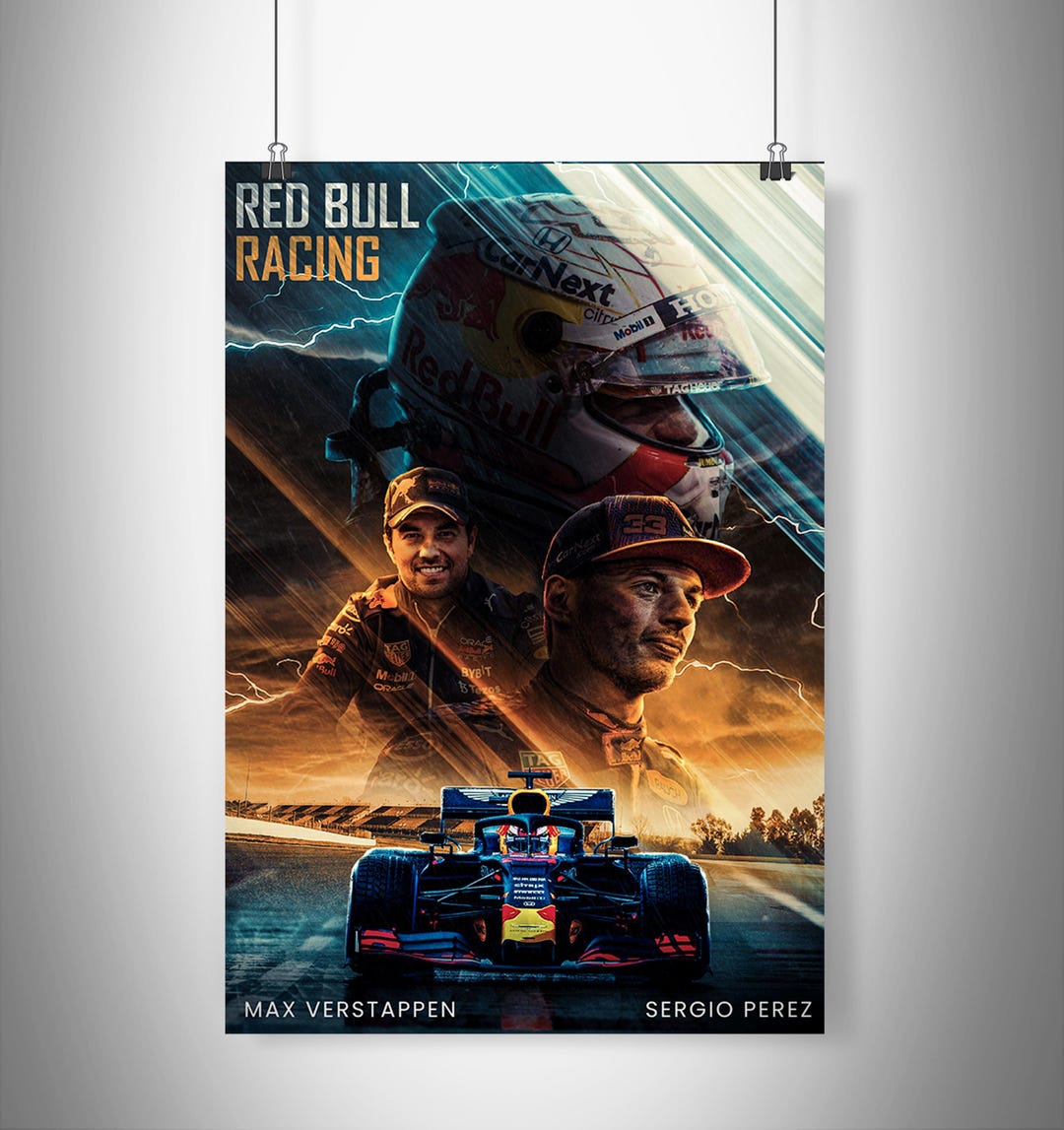 Formula 1 Poster, Formula One Fan Art, F1 Car Racing Portrait, Red Bull ...
