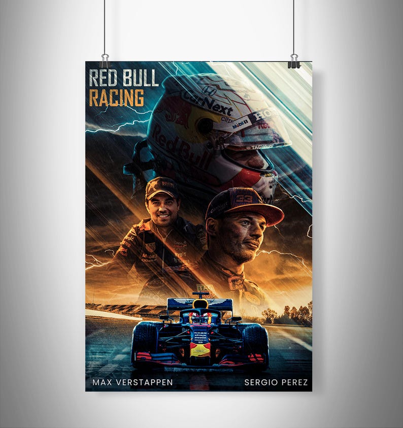 Formula 1 Poster, Formula One Fan Art, F1 Car Racing Portrait, Red Bull ...