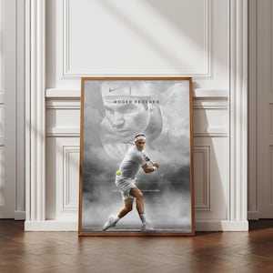 Roger Federer Poster, Tennis Star Fan Art, Tennis Player Minimalist ...