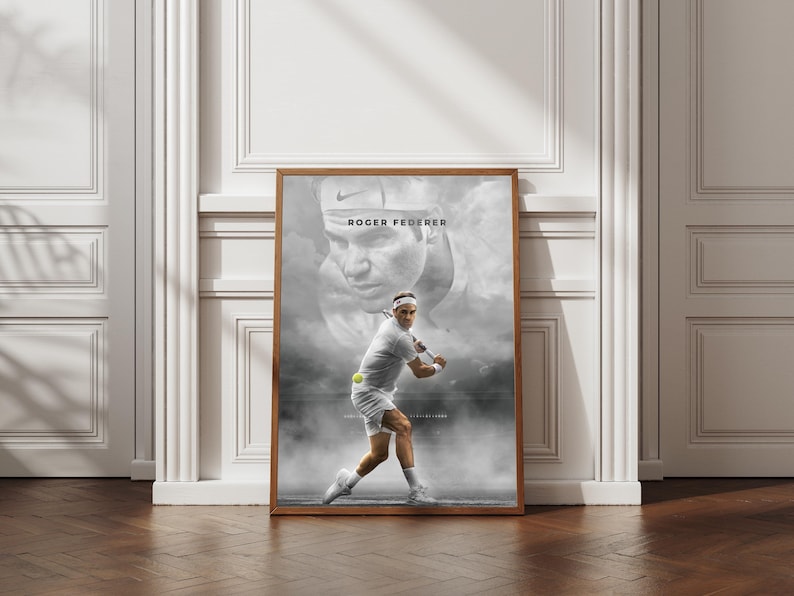 Roger Federer Poster, Tennis Star Fan Art, Tennis Player Minimalist ...