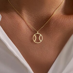 Minimalist Baseball Softball Necklace - Gold Plated Baseball Player ...