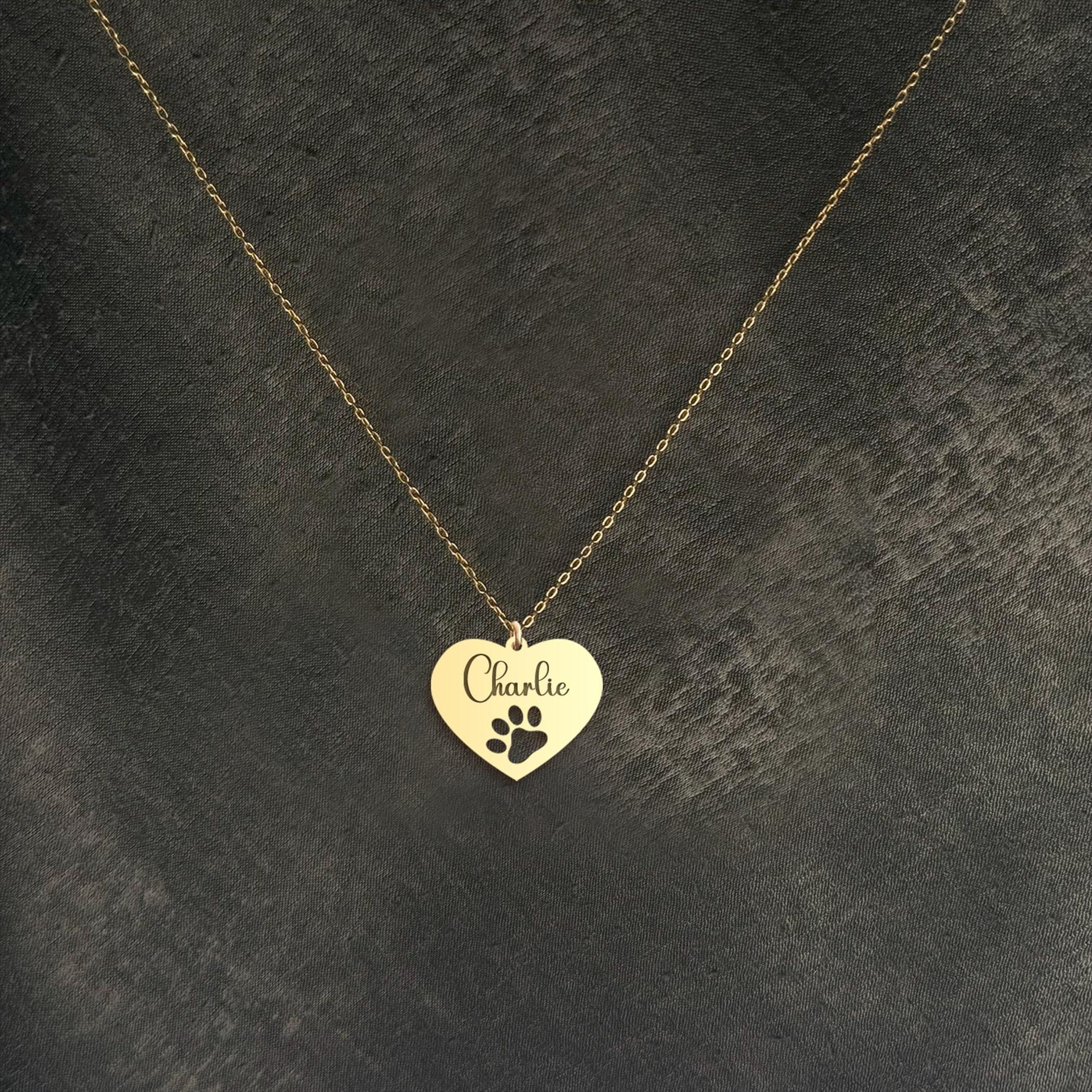 Custom Paw Necklace With Name, Personalized Pet Necklace - Gift ...