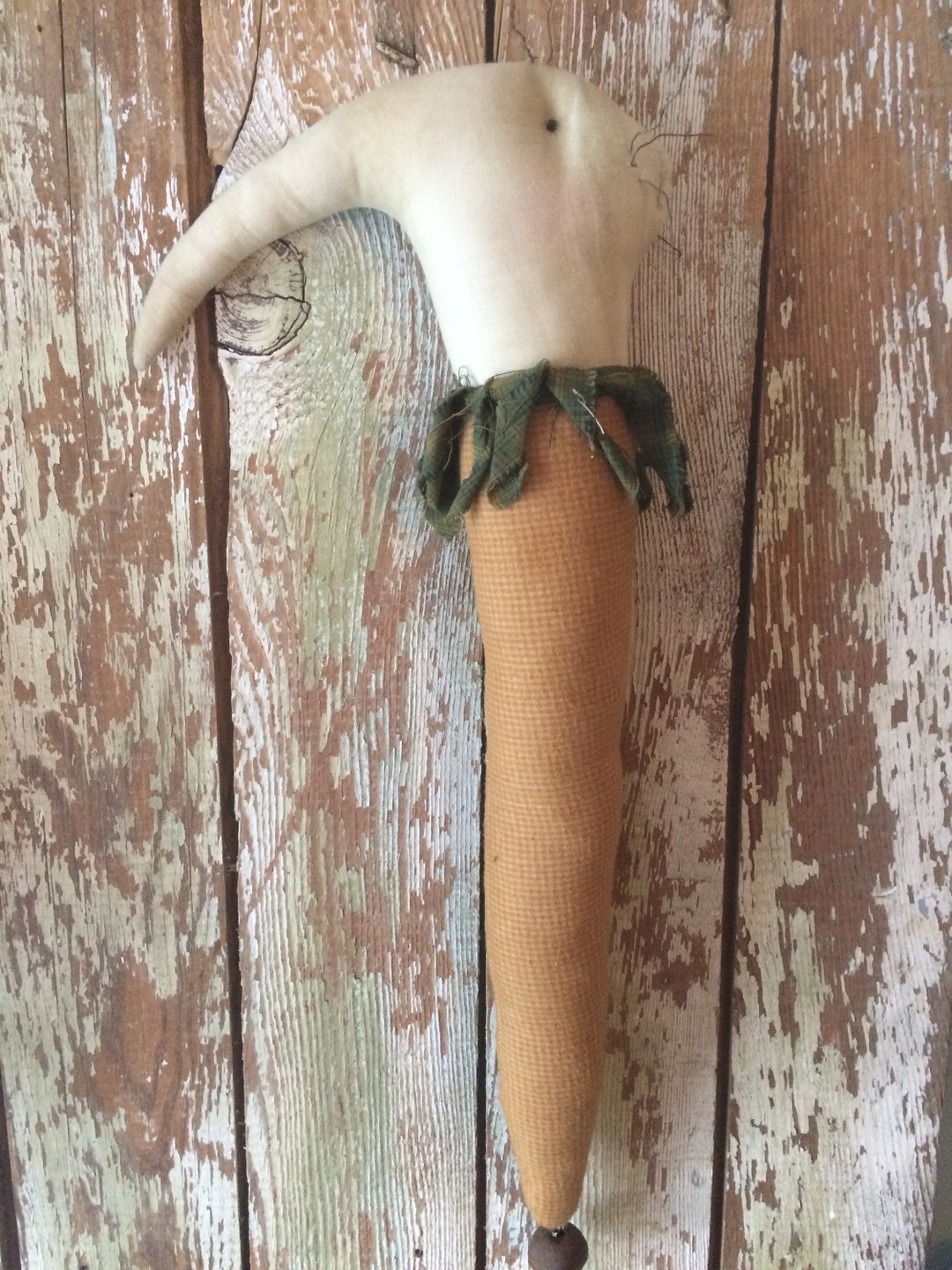 Primitive Handmade Fabric Bunny and Carrot, Hanging Rabbit Ornie, Folk ...