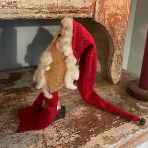 Primitive Fabric Santa Head on Vintage Glass Candlestick, Handmade ...