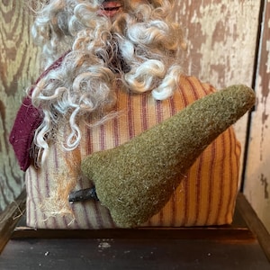 Handmade Standing Clay Face Santa Ornie, Original Rustic Fabric Santa ...