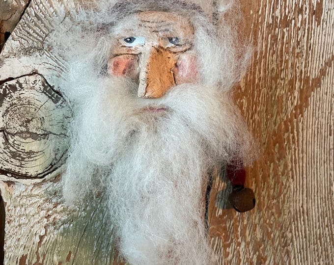 Handmade Clay Santa Head Ornament, Rustic Christmas Decor, Original ...