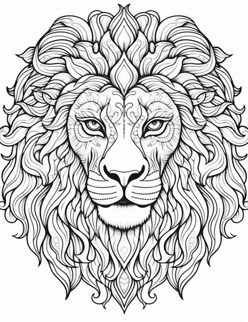 Lion Mandala Color Page, Digital Download, Safari Color & Monochrome ...