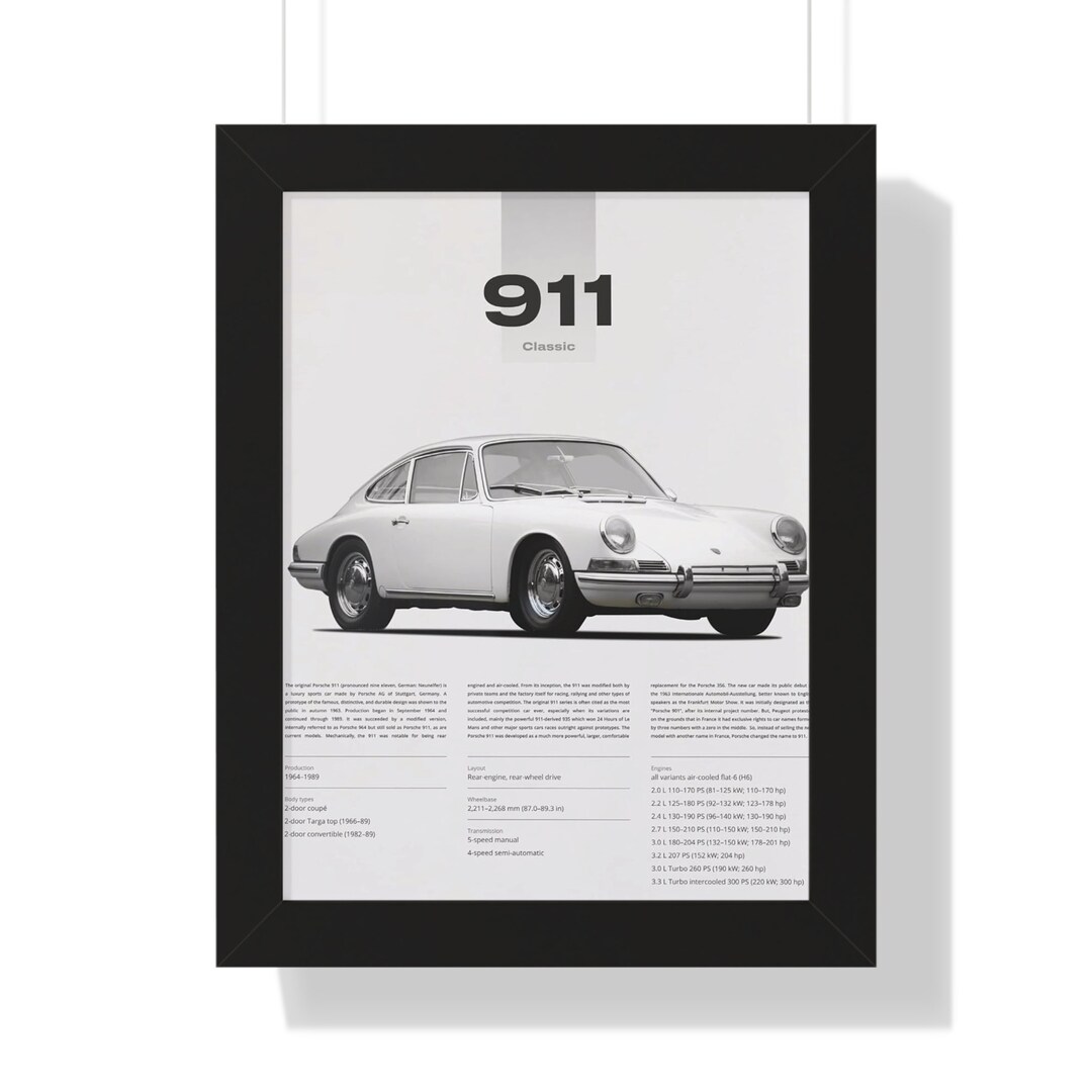 Porsche 911 Framed Poster - Etsy