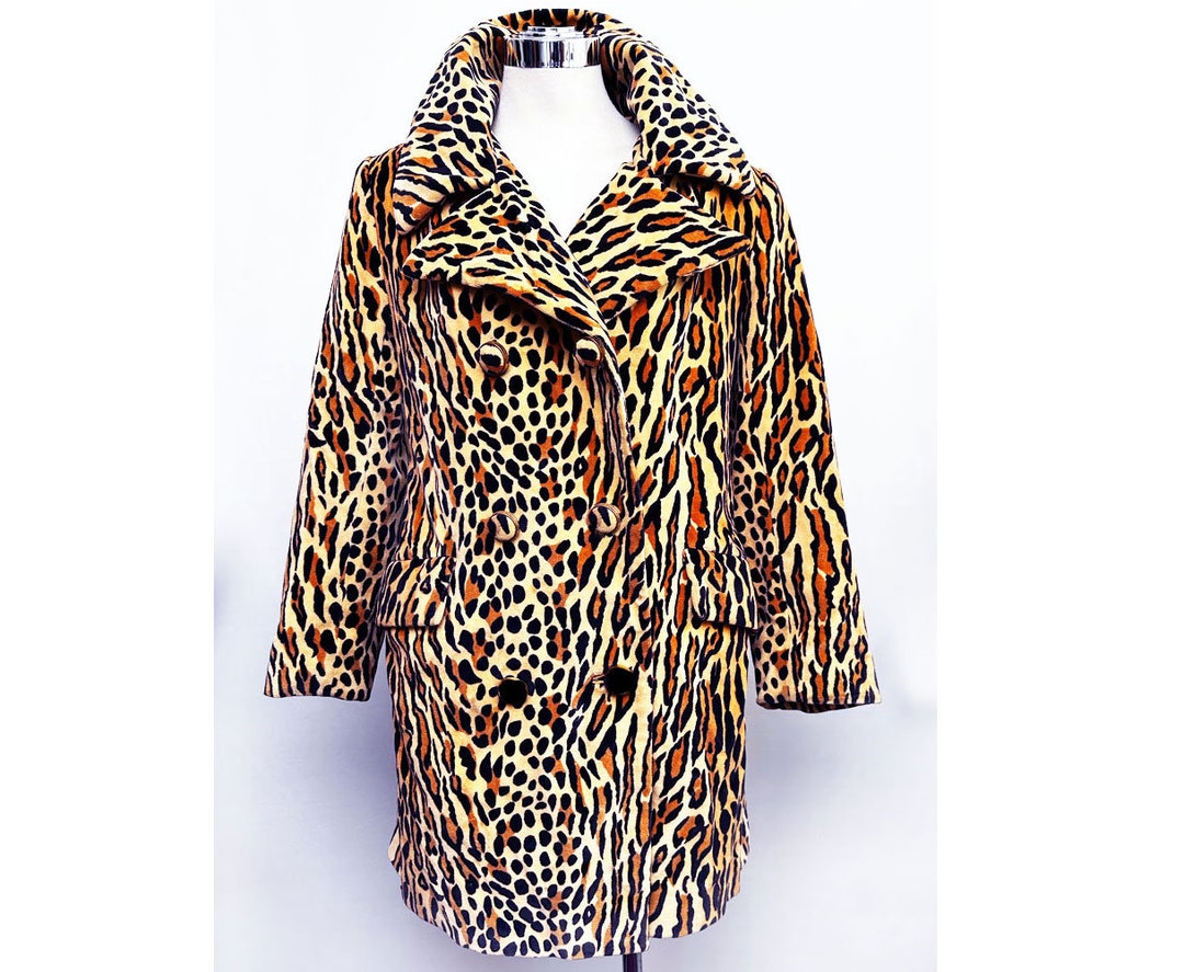 70's Chenille Velvet Leopard Ocelot Print Coat Jacket Wide - Etsy