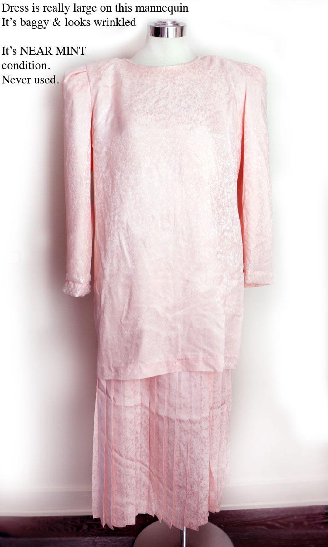 80's Pink Silk St. Gillian Dress 2 Piece Set Light Ballet Pink Damask ...