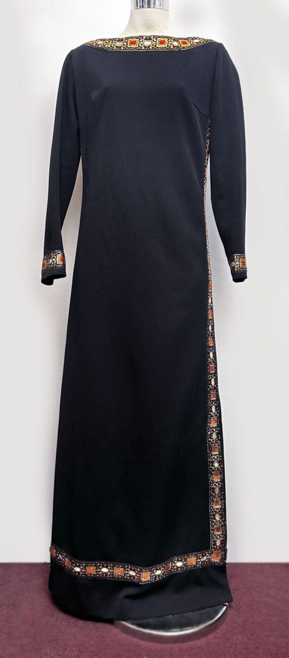 1960s Long Mod Black Maxi Dress, Vintage Swingin 60's… - Gem