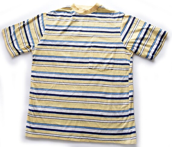 1960's Yellow Stripe Crew Neck T SHIRT Vintage Cotton… - Gem