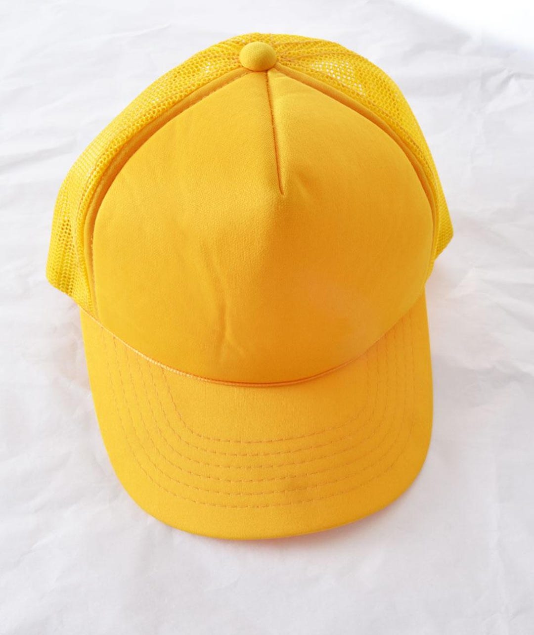 80's Yellow Gold Mesh Trucker Hat, M/L, Large, Plain 1980's, 1970's ...