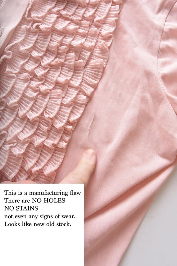 1940's 50's Pink Nylon Ruffle Blouse By Lee Mar, Vint… - Gem