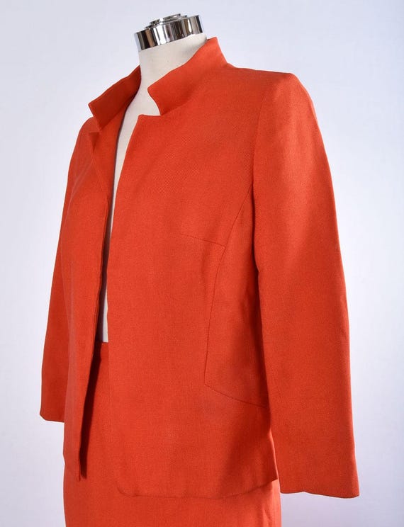60's Orange Mod SUIT Jacket & Skirt Matching Set Vint… - Gem