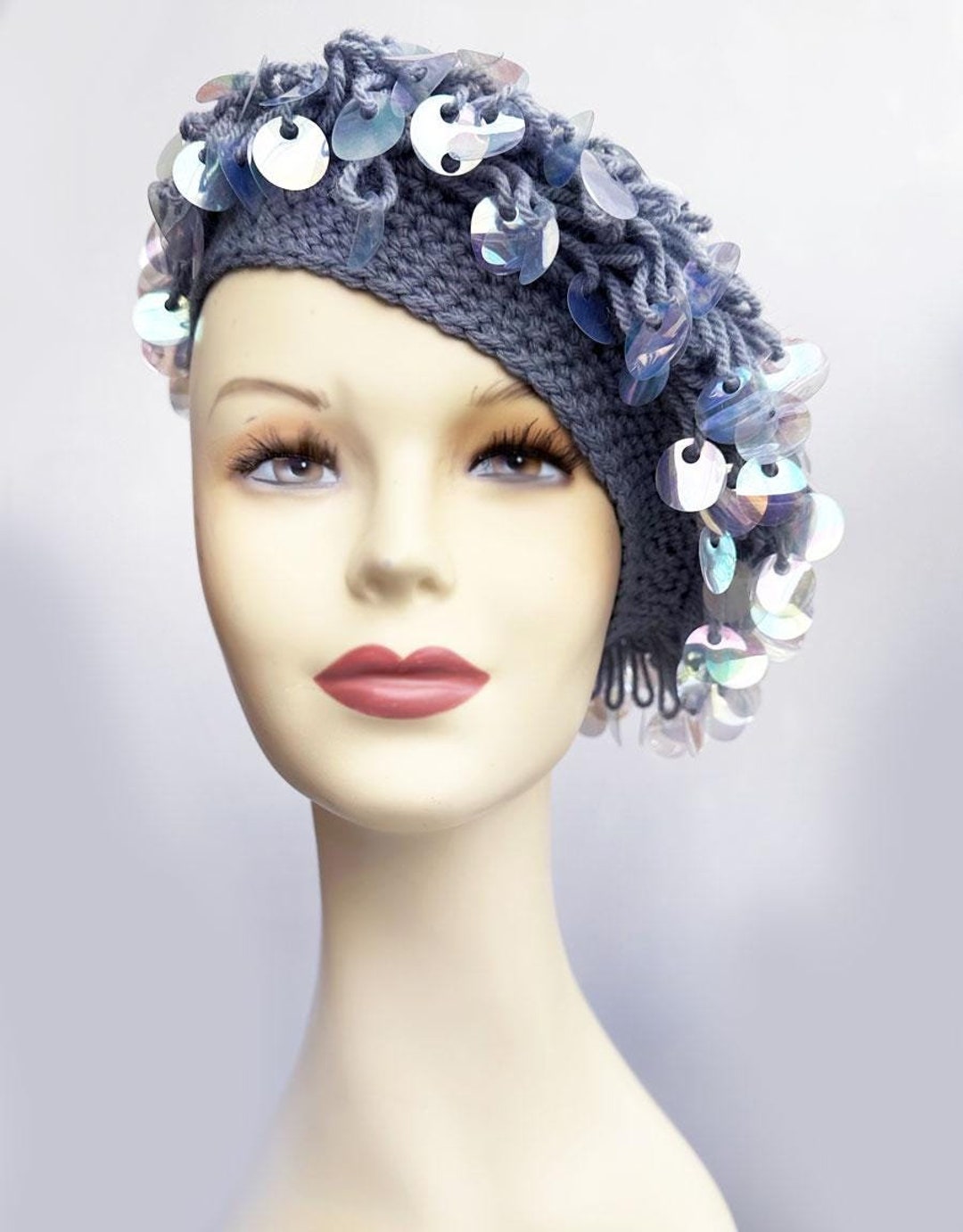 1960's Grey MOD Sequin Beret Hat Italy Vintage Wool 1950's MCM - Etsy