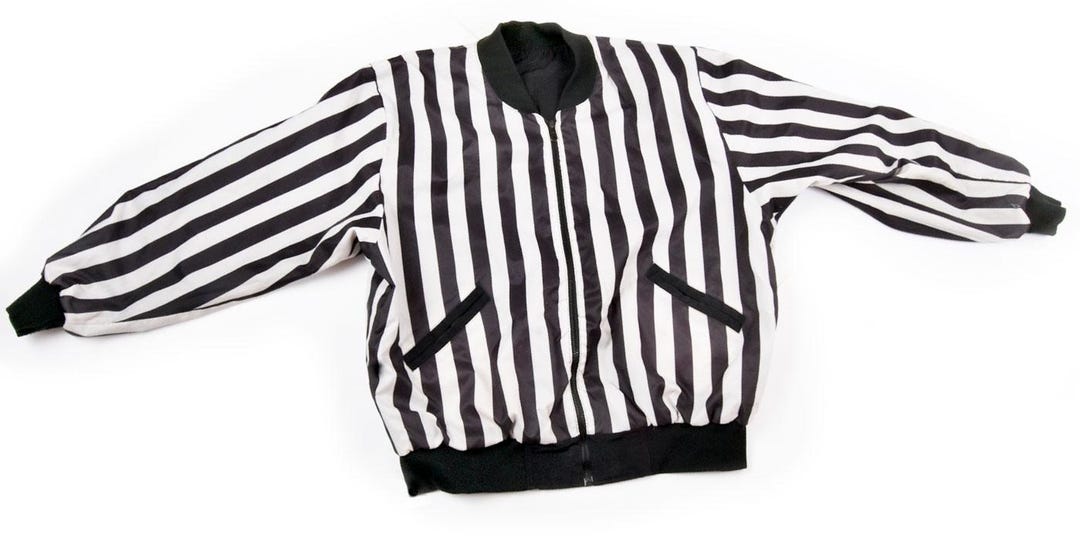 1980's Black & White Stripe Referee Men's Jacket Bomber Coat 1970's ...
