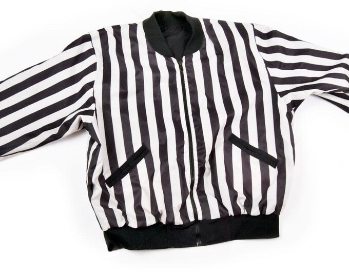1980's Black & White Stripe Referee Men's Jacket Bomber Coat 1970's ...