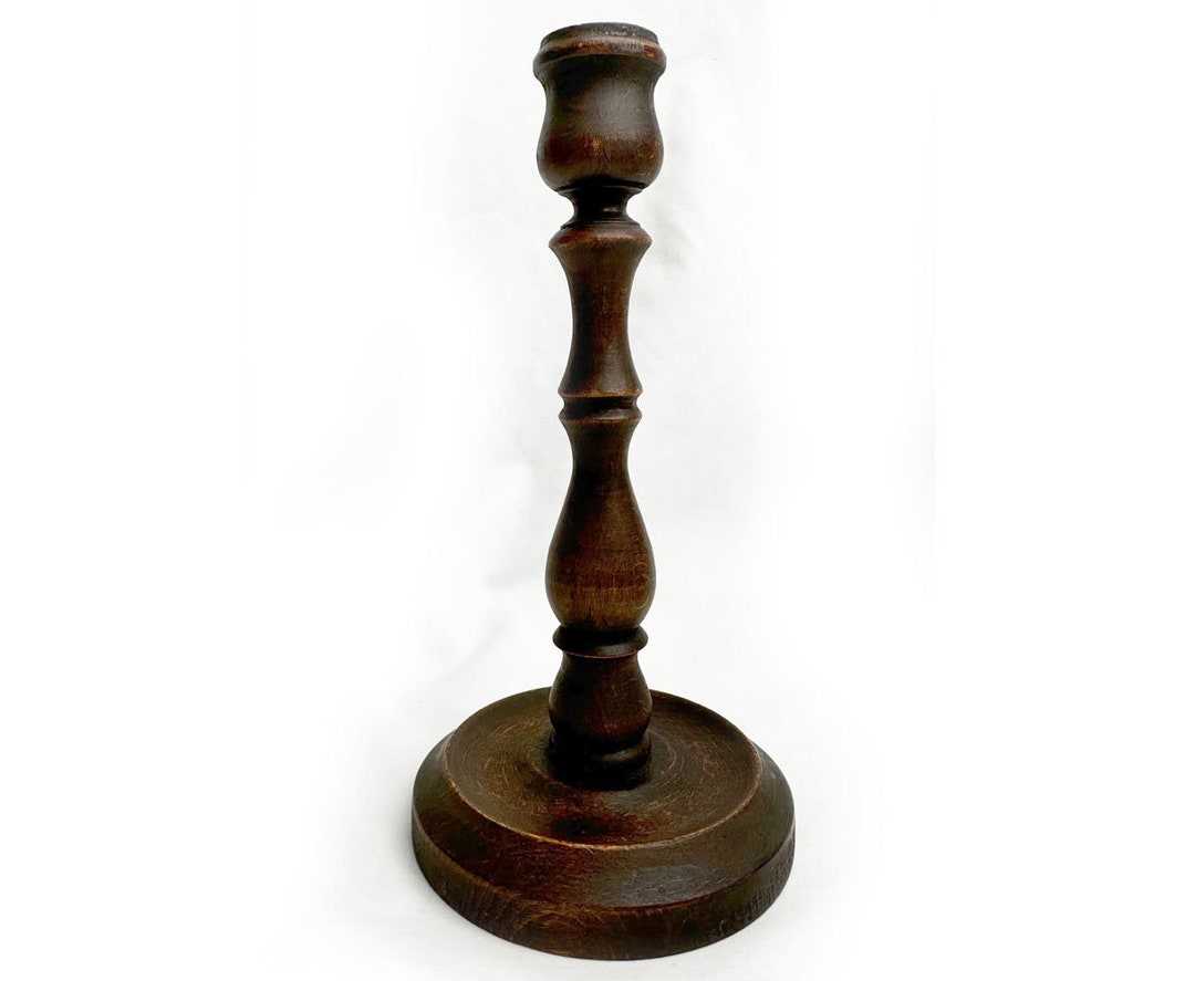 OLD Antique Wood Turned Colonial Candle Stick 1800's, 1700's Victorian ...