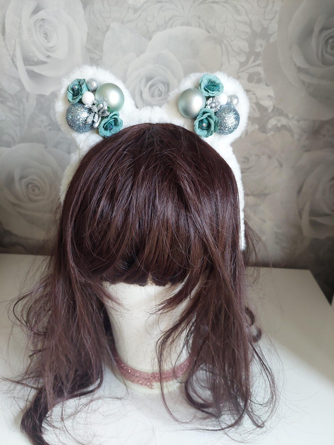 Christmas Bear Ears Headband: Cream Furry Crown With Baubles - Etsy