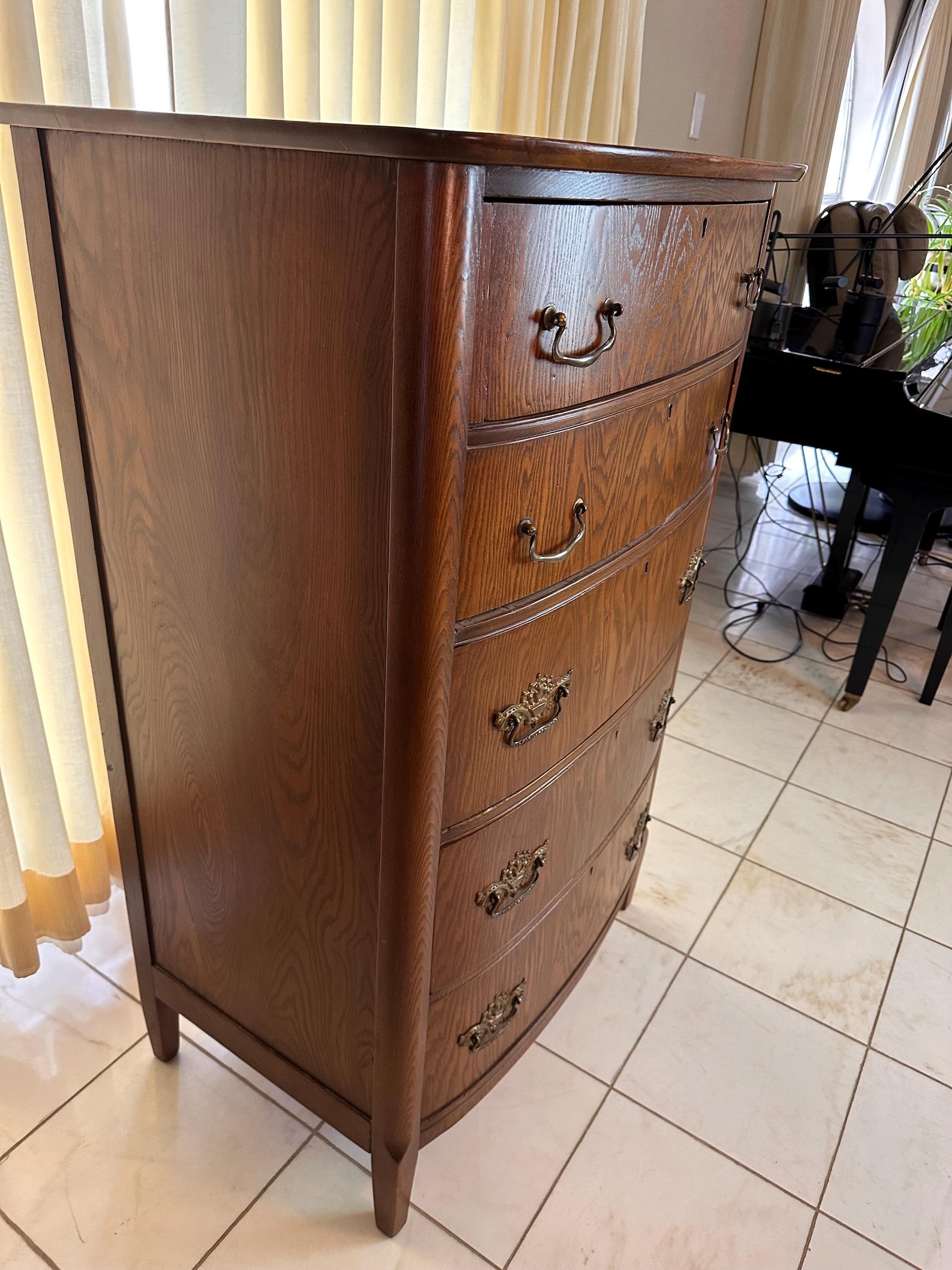Antique Tiger Oak Highboy Dresser Chest - Elegant Vintage Furniture - Perfect Storage Solution ...