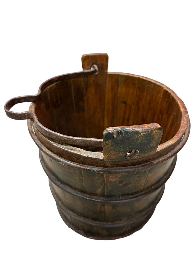 Antique Chinese Mongolian Rural Bucket in Wood and Iron Asian ...