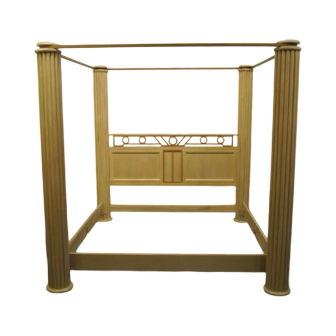 Solid Wood Vintage King Size Henderson 4 Poster Pillar Column Bed ...