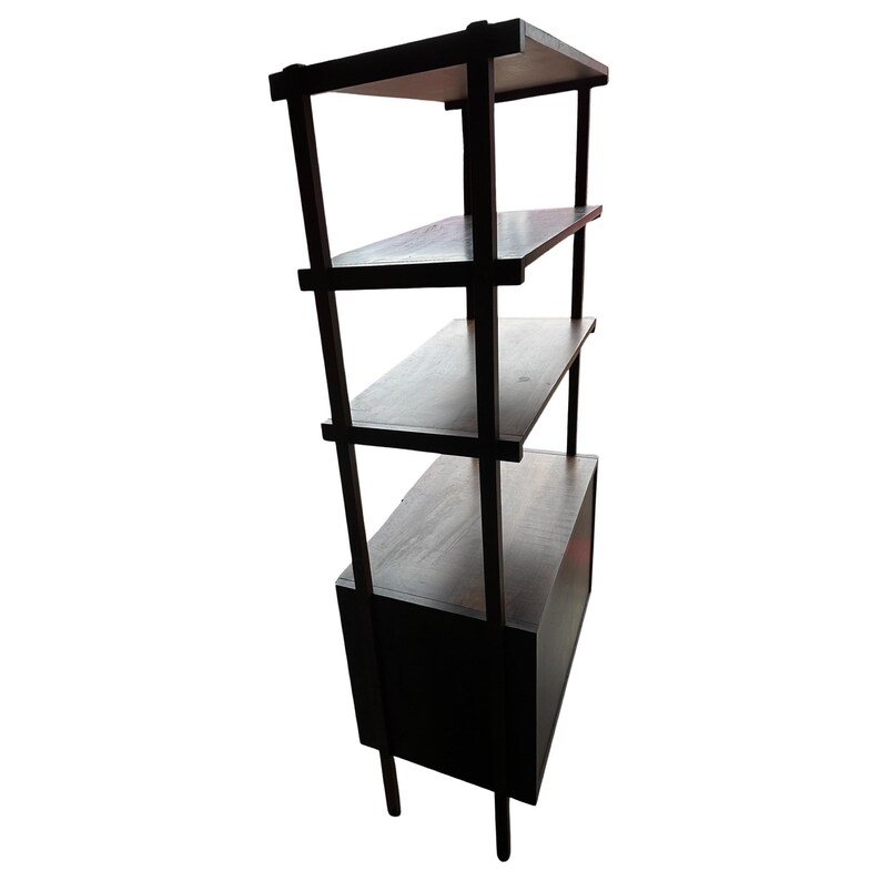 Mid Century Walnut and Rattan Wall Unit Shelving Book Shelf MCM - Etsy