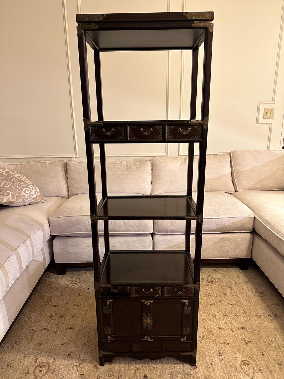 Antique Korean Bookcase Shelving Unit Asian Pagoda Chinoiserie Boho ...