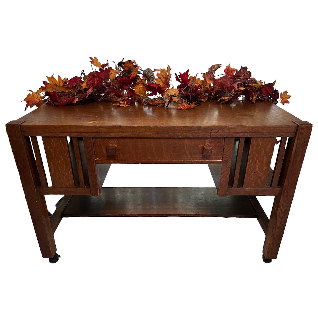 Antique Arts & Craft Mission Oak Desk - Etsy