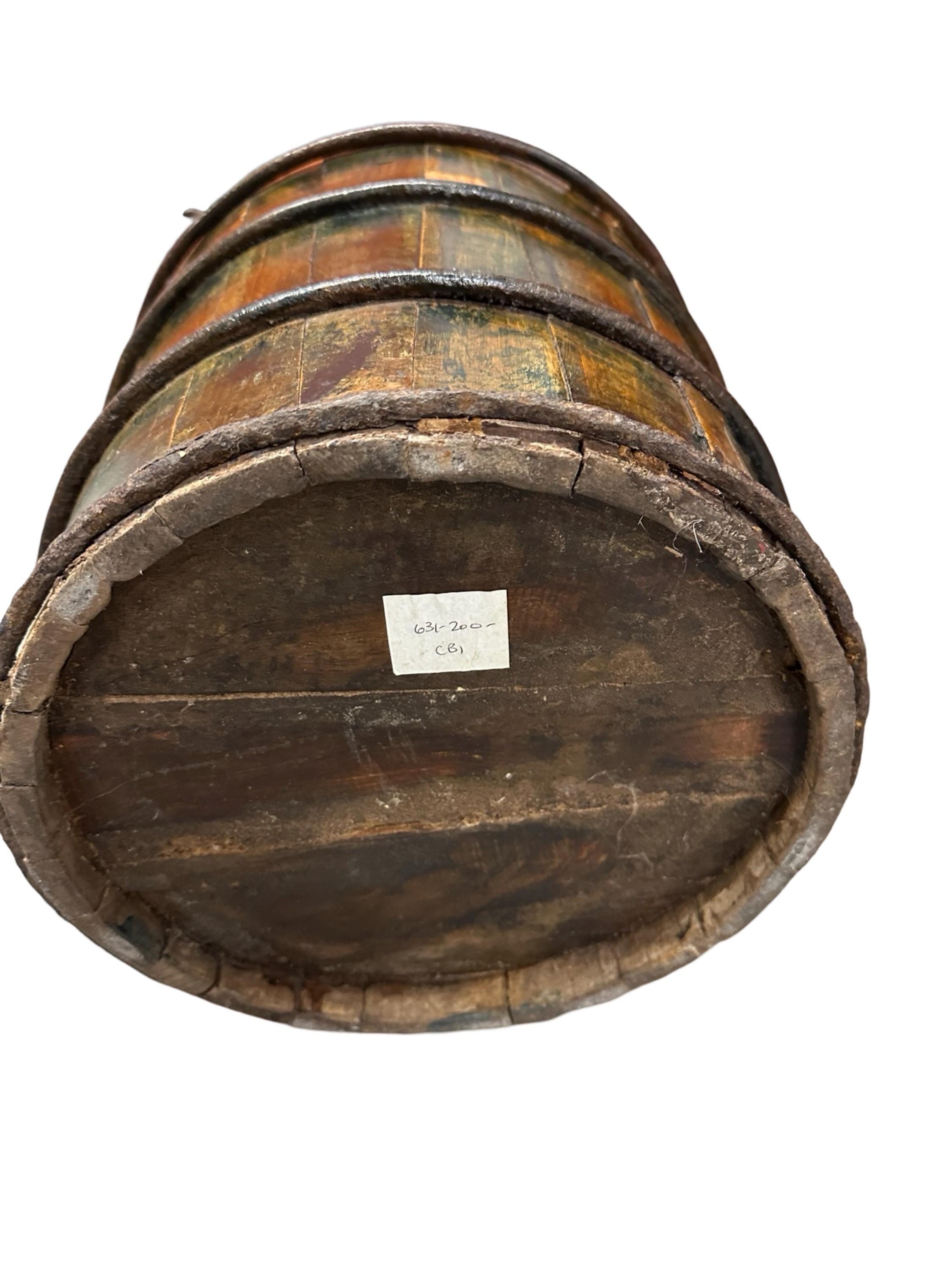 Antique Chinese Mongolian Rural Bucket in Wood and Iron Asian ...