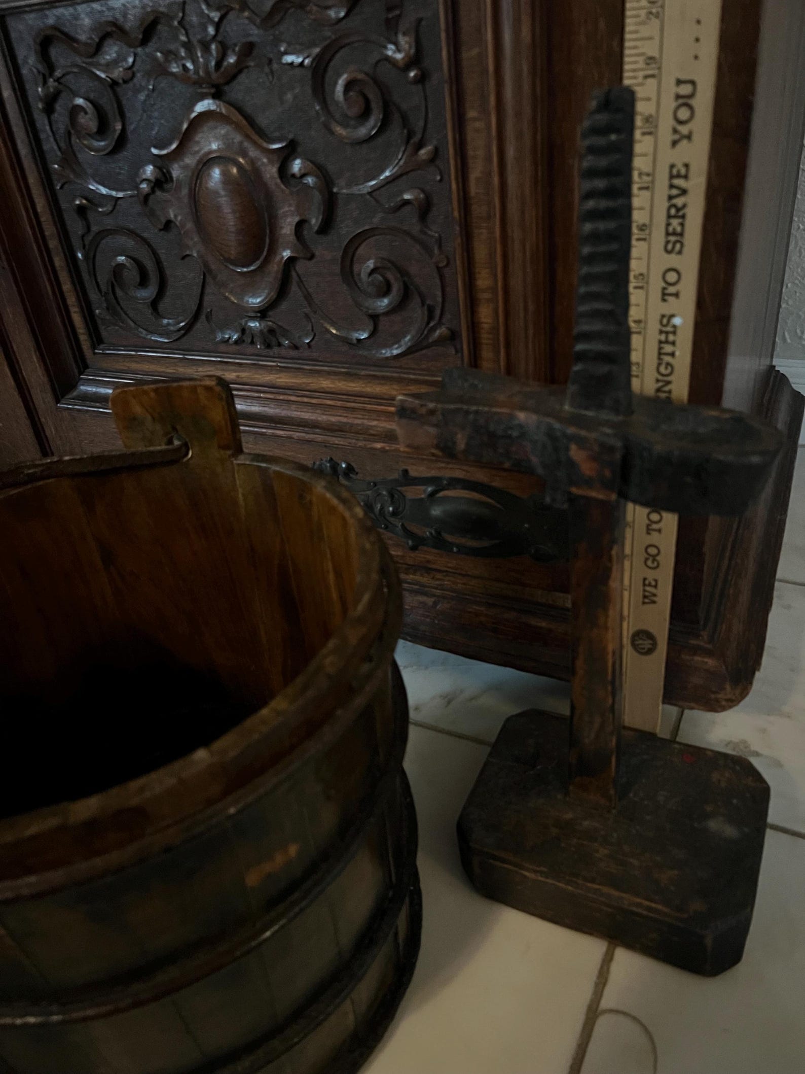 Antique Chinese Mongolian Rural Bucket in Wood and Iron Asian ...