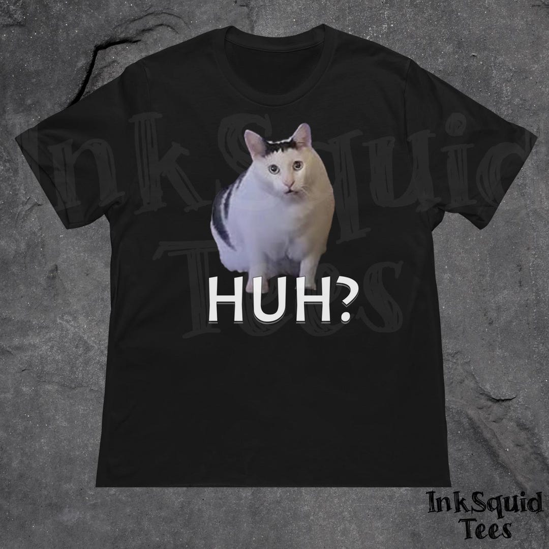 Huh Cat Meme Shirt, Funny Meme Shirt, Cursed Fat Cat Reaction Tee ...