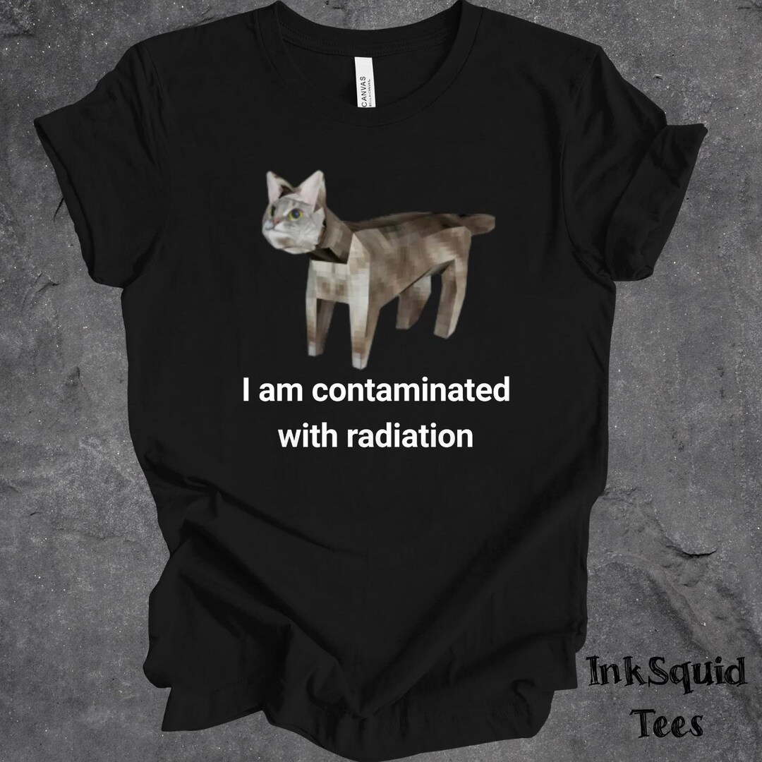 I Am Contaminated Funny Cat Meme Shirt, Ironic Low Poly Feline Tee ...