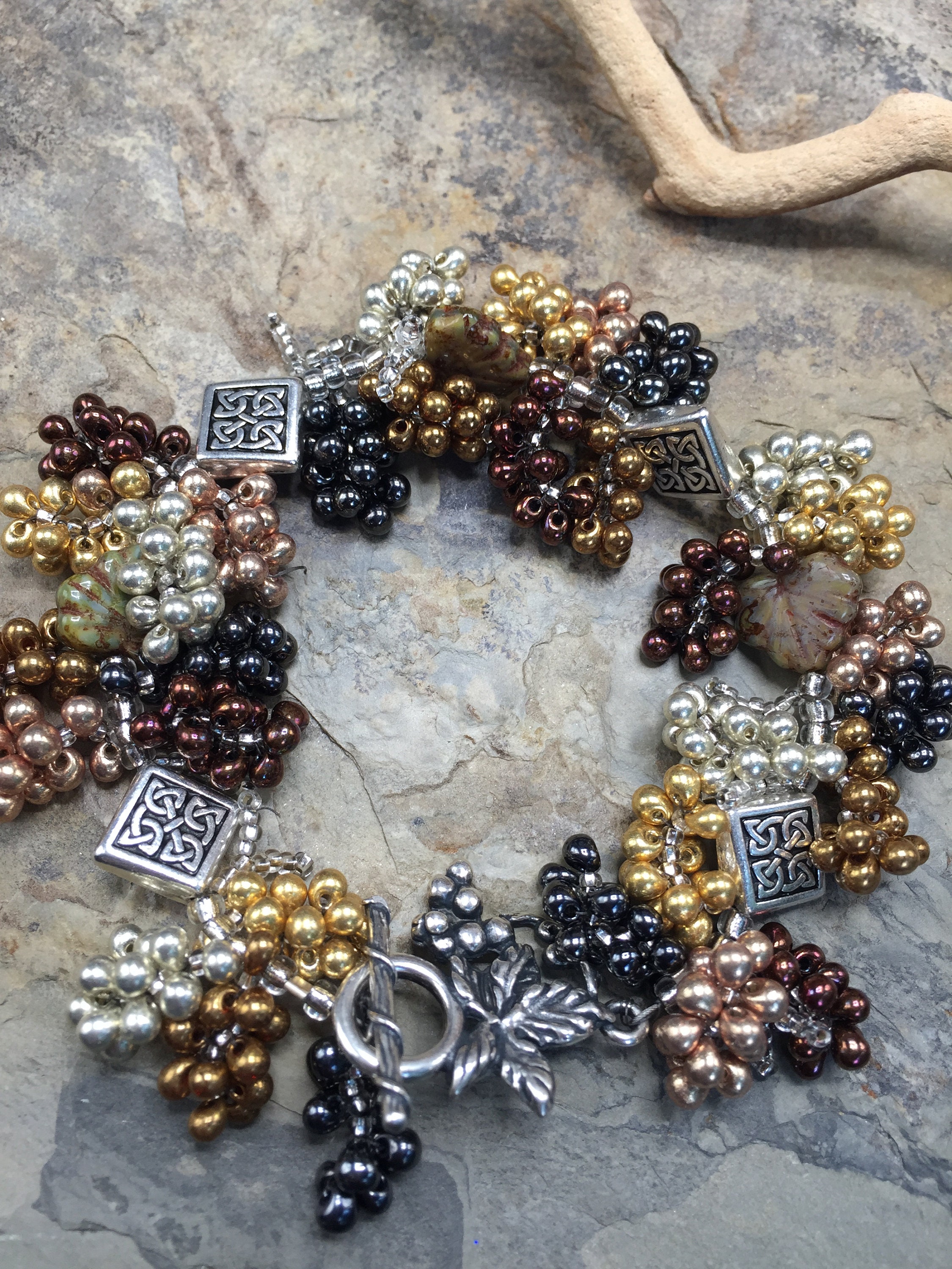 Grape Vine Bracelet Wine Lover Grapes Metallic Drop Beads - Etsy