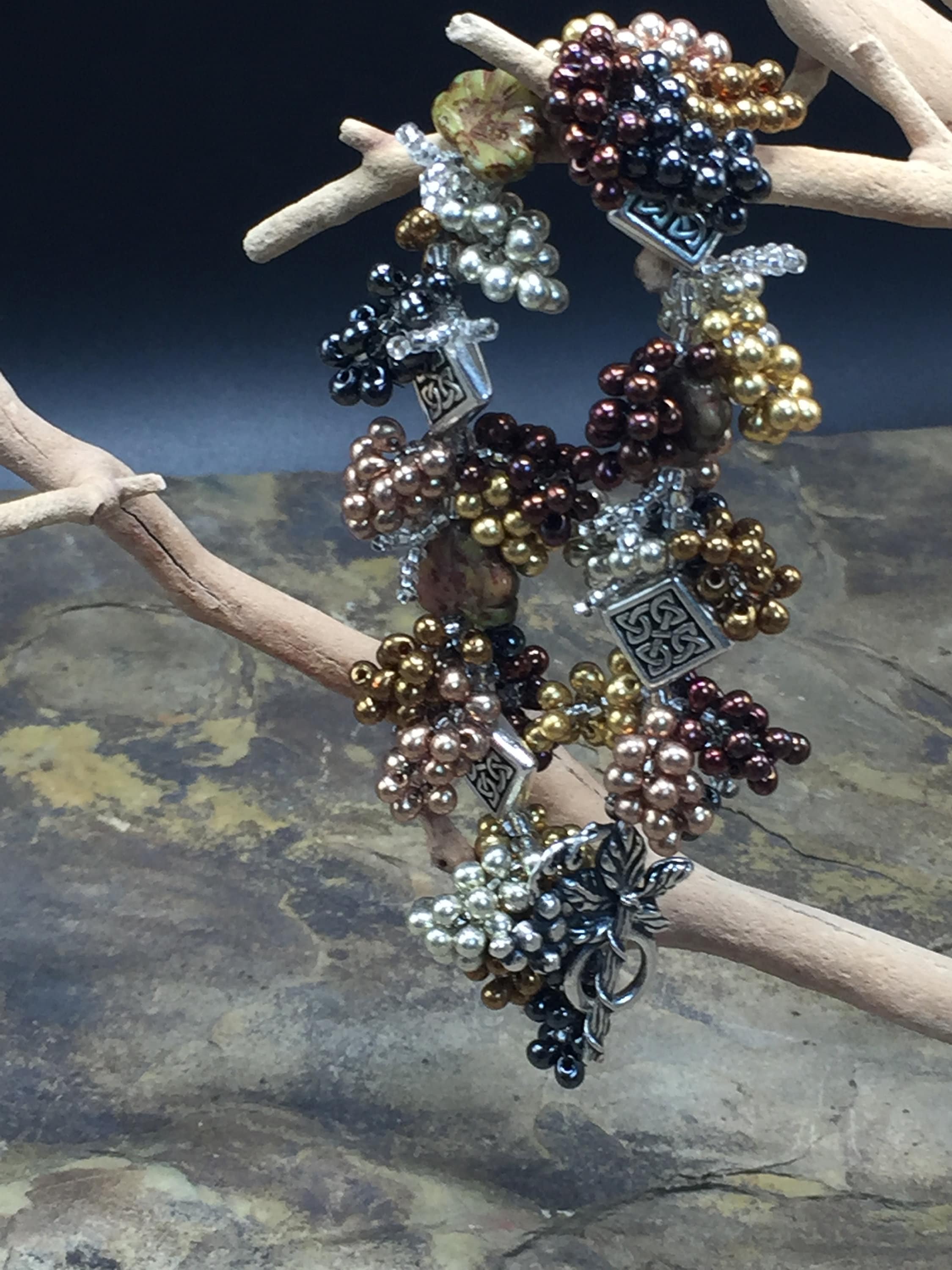Grape Vine Bracelet Wine Lover Grapes Metallic Drop Beads - Etsy