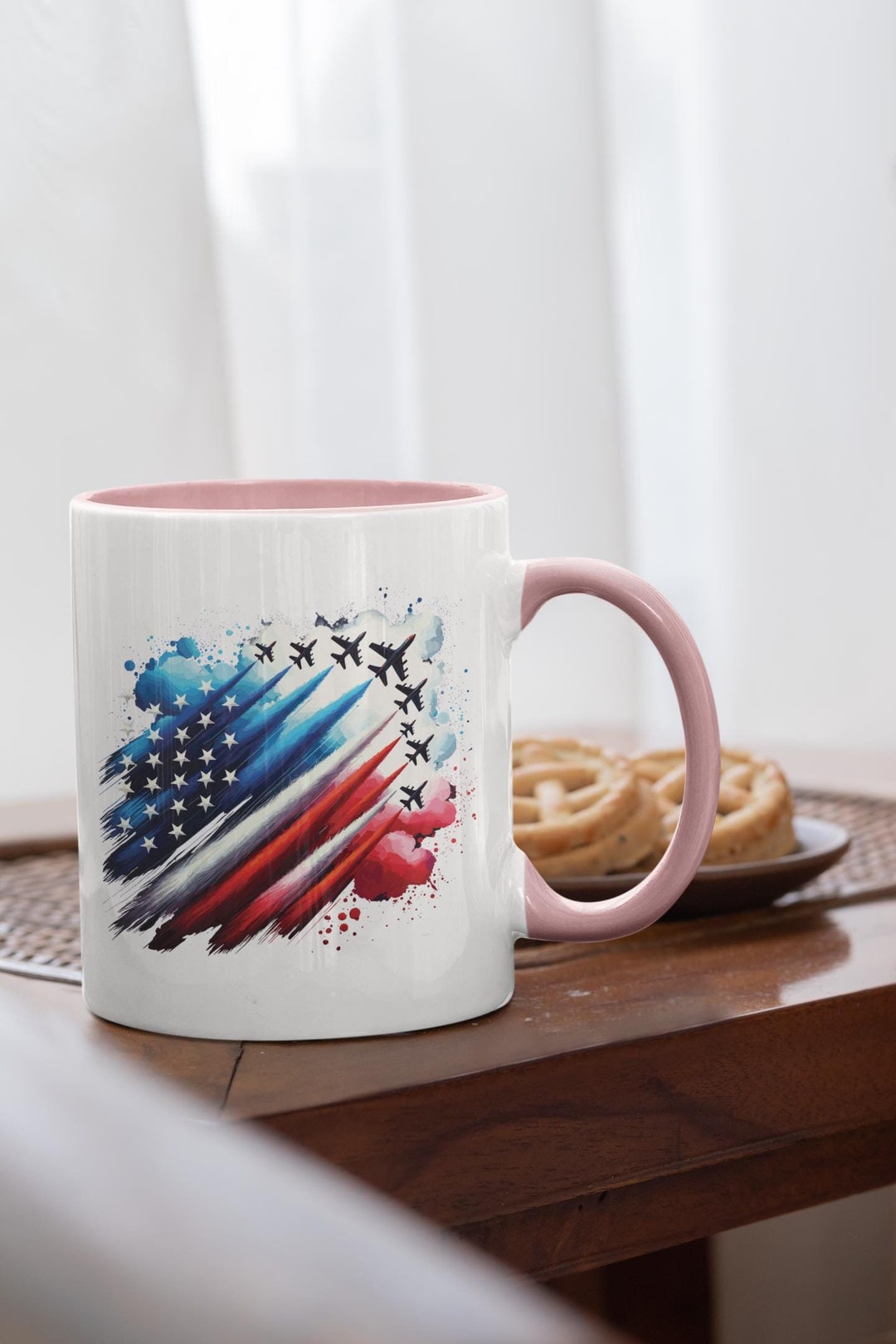 Patriotic Mug, American Flag Coffee Cup, USA Independence Day Gift, Red ...