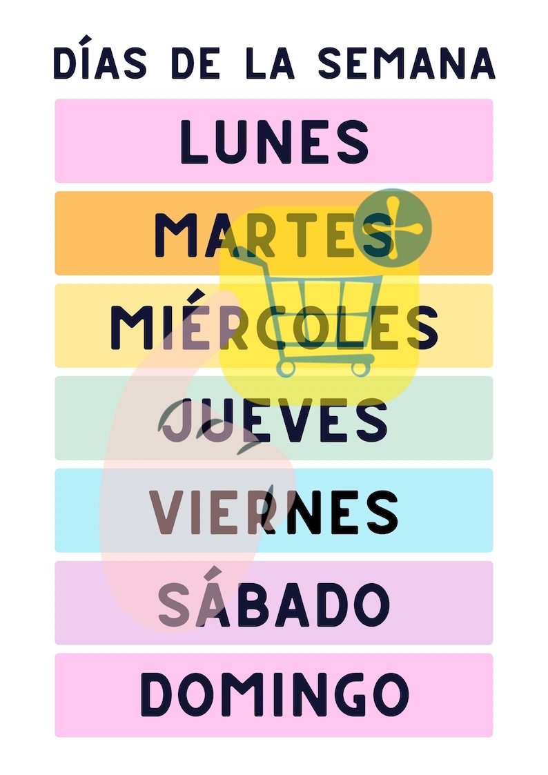 Los Días De La Semana Posters in Pastel Colors - Etsy