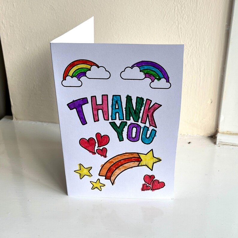 Printable Color in Thank You Card From Kids, Color-in DIY Cards for ...