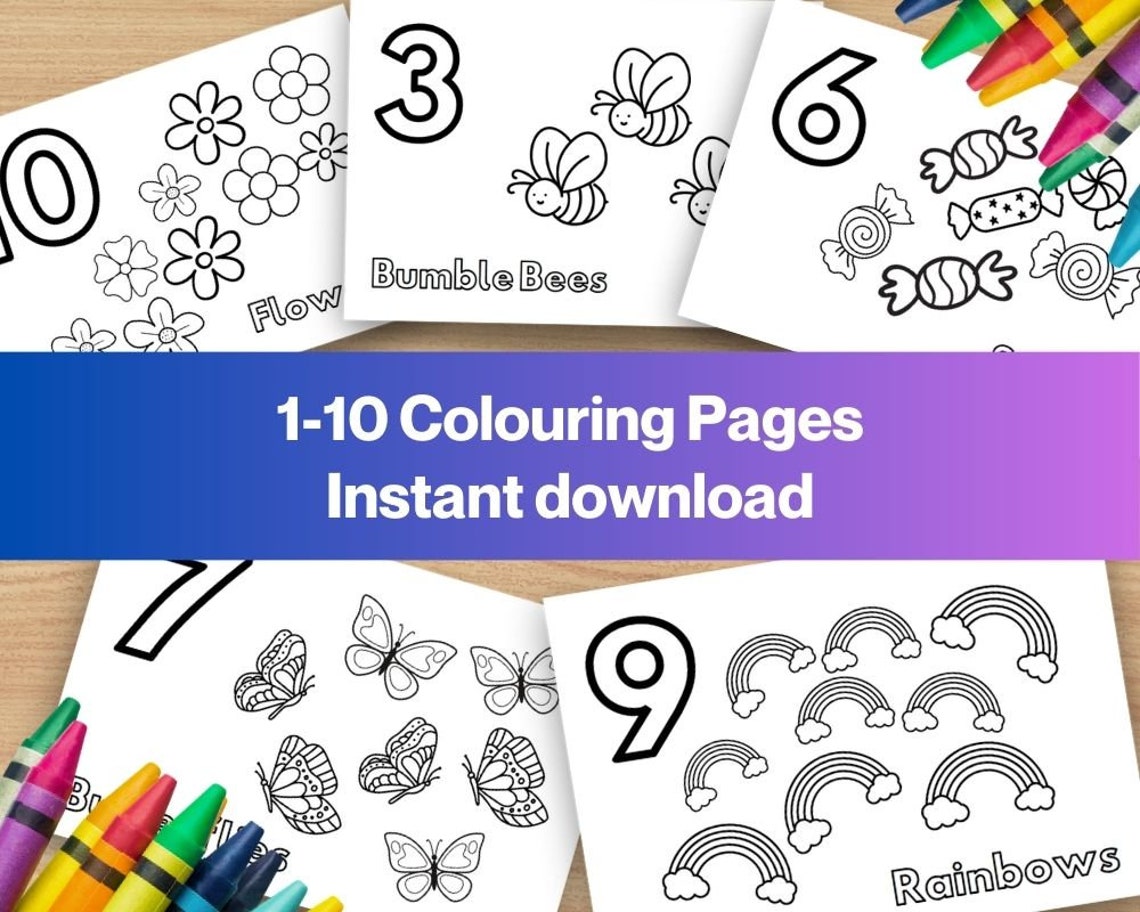 1-10 Number Printable Coloring Sheets for Kids/toddlers, Digital ...