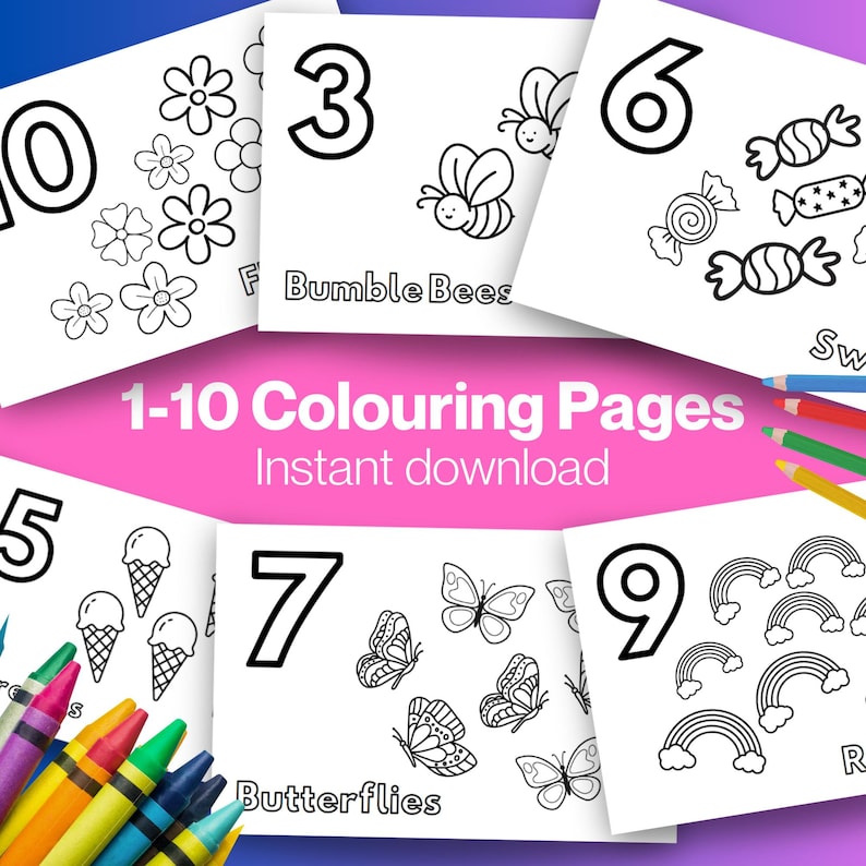 1-10 Easy Number Coloring Pages for Toddlers, Coloring Pages for Kids ...