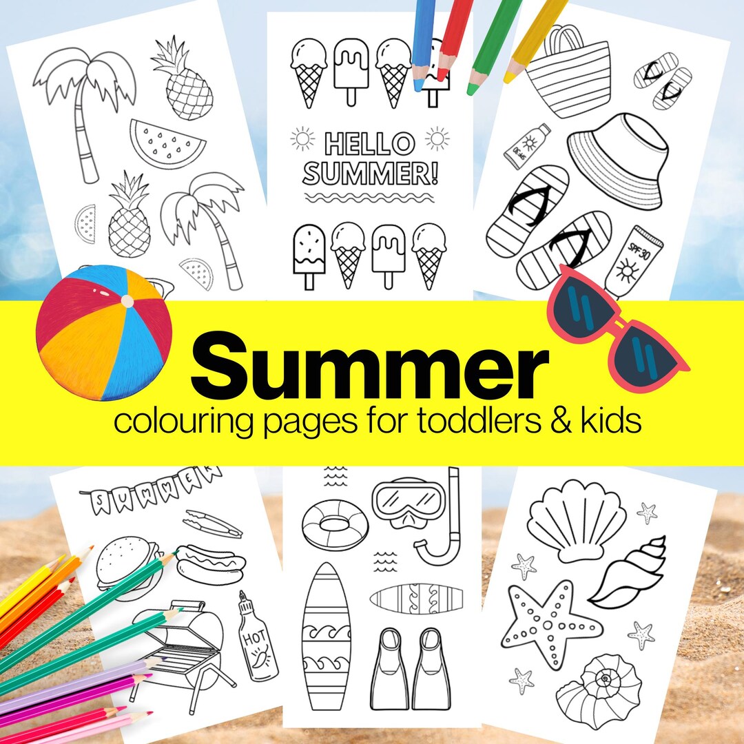 8 X Summer Coloring Pages for Kids, Holiday Coloring Pages for Toddlers ...