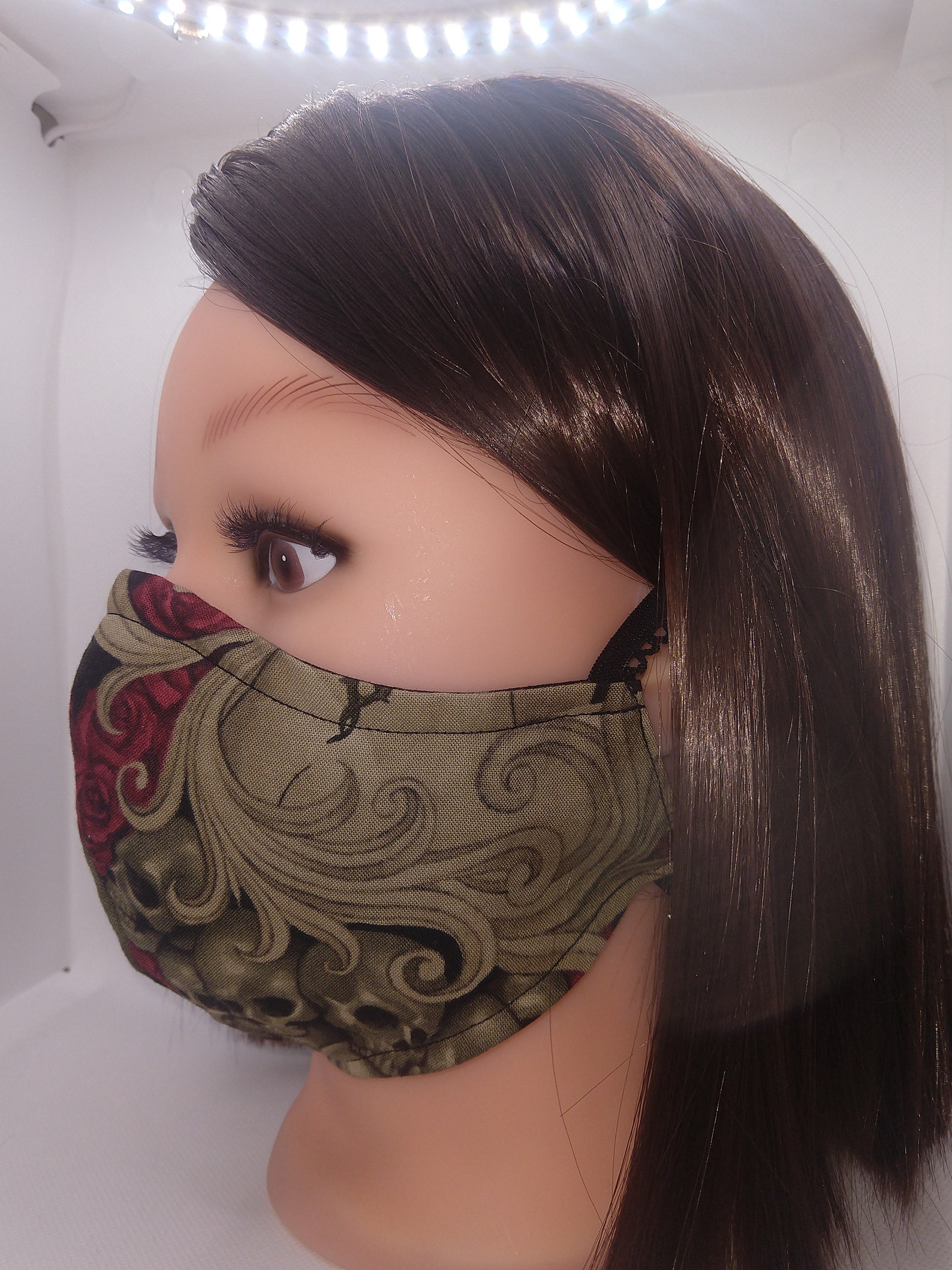 Reversible Facemask With Day of the Dead Pin up Girls and Black Cats ...