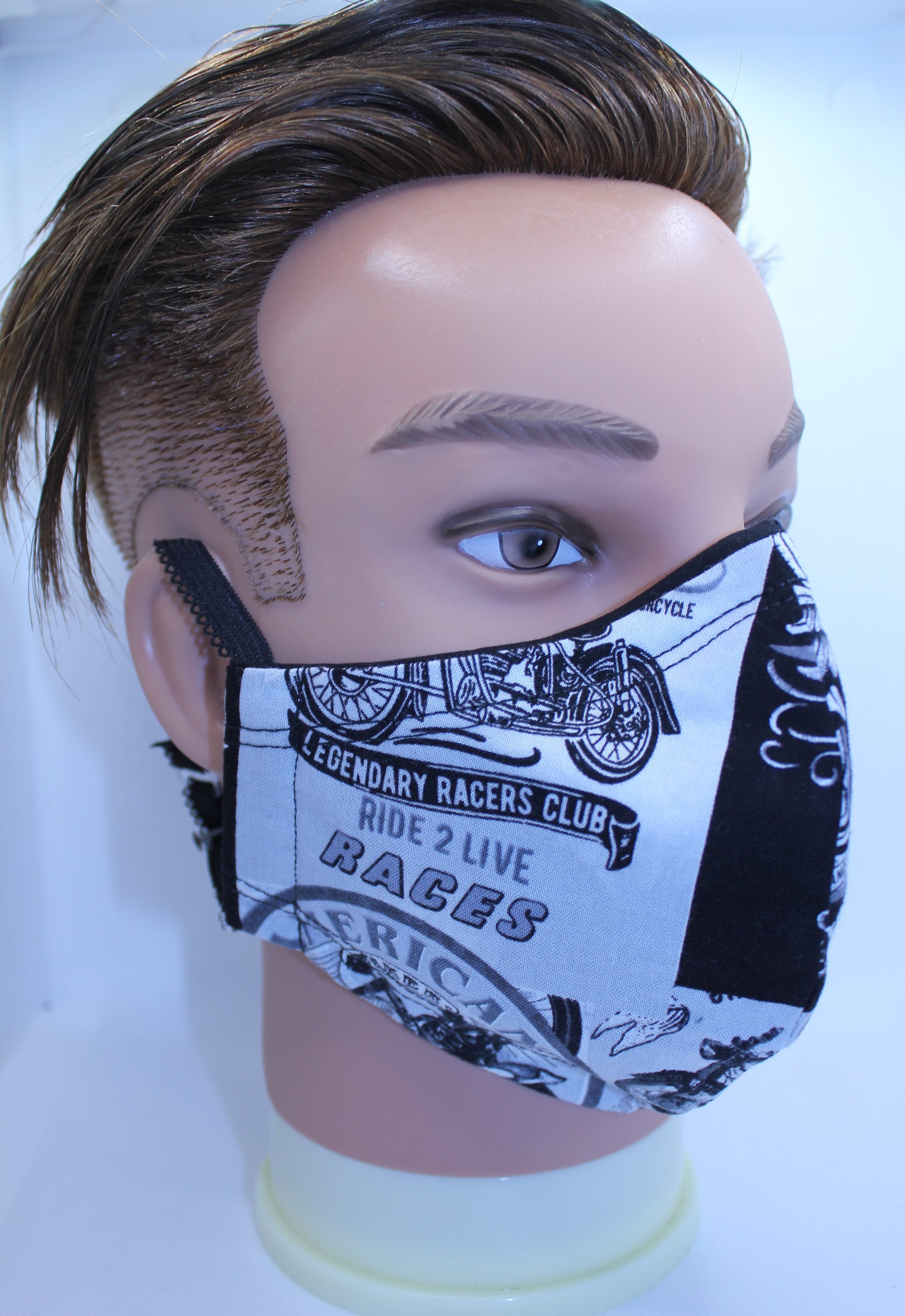 Motorcycle Face Mask, With Vintage Bike, Adjustable Ear Loops, and Nose ...