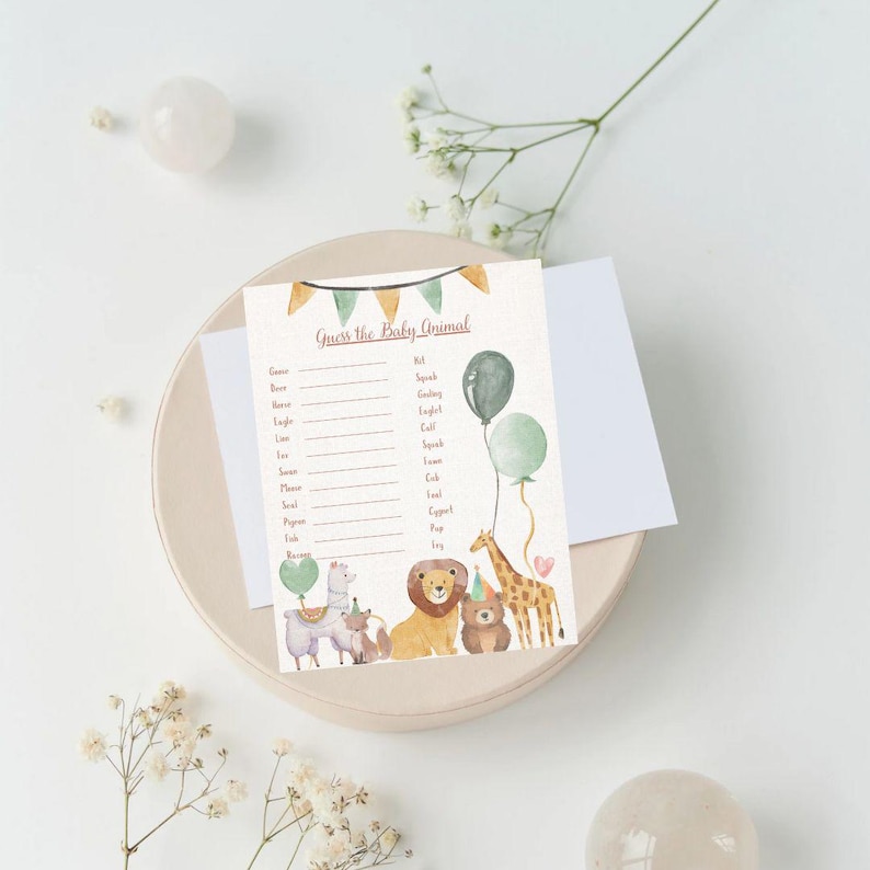 Baby Animal Game Baby Shower Game Digital File With Answer Key - Etsy